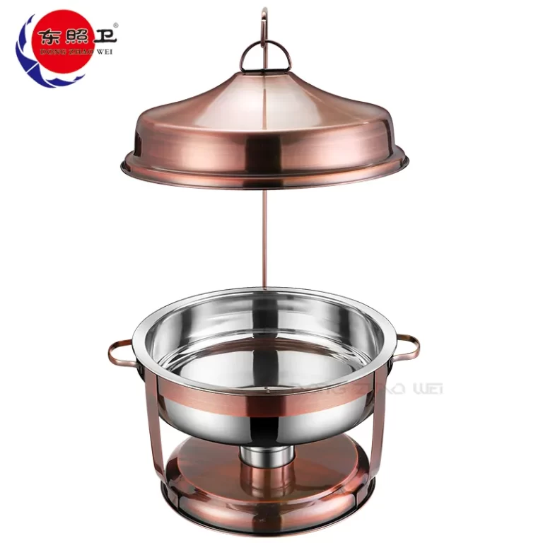 Round Chafing Dish 2 Pan with Glass Lid Holder | Dongzhaowei Buffet ...