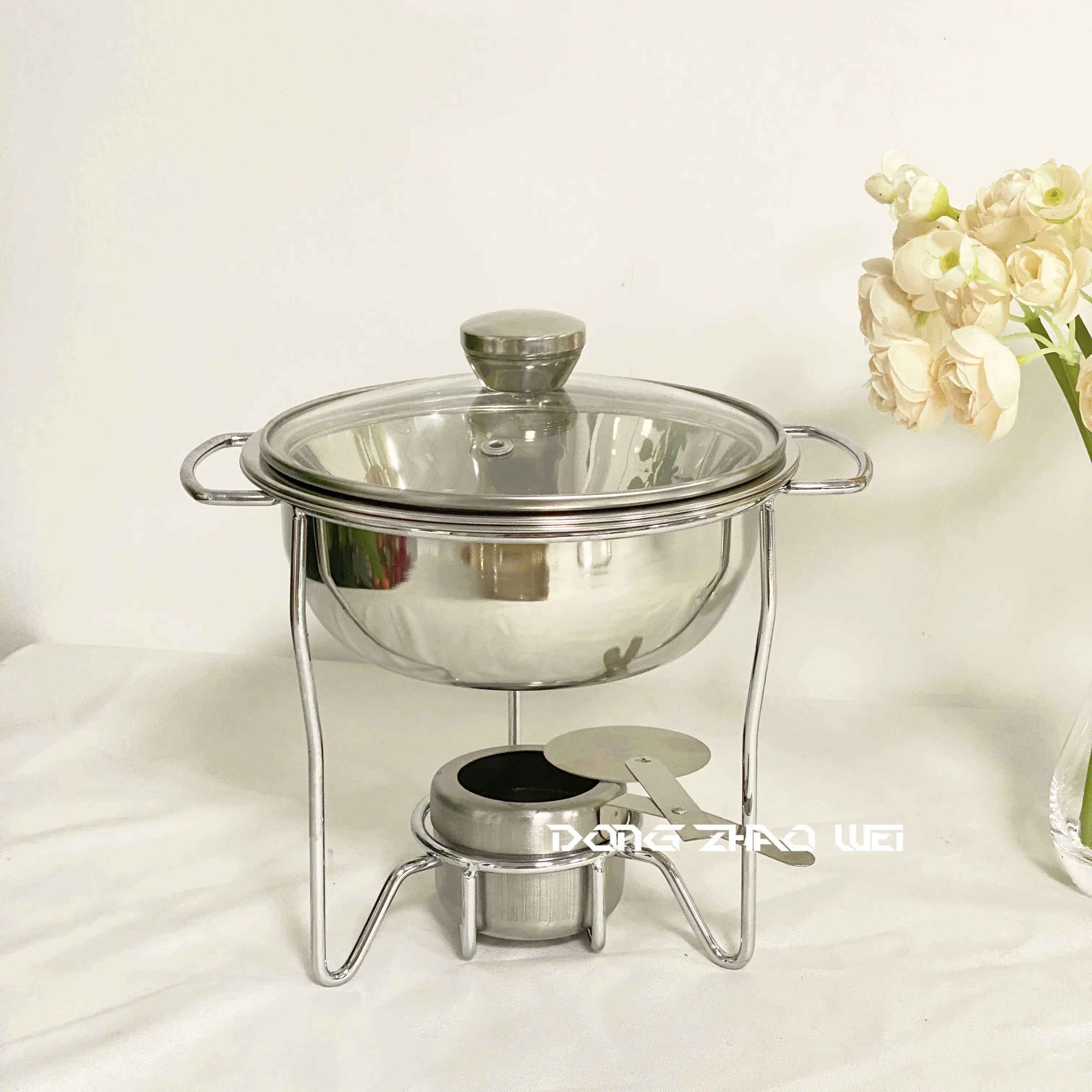 Custom Chafing Dishes Round Stainless Steel Buffet Set Silver Gold ...